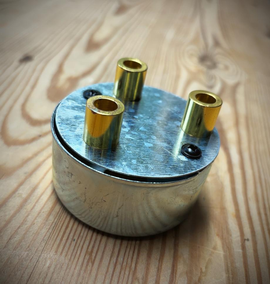 3 way conduit box ceiling rose brass grips | Fraser Besant Lighting
