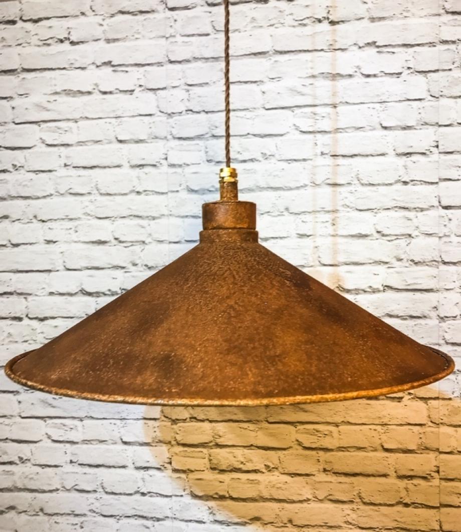 Large statement rusted metal pendant light 500mm wide